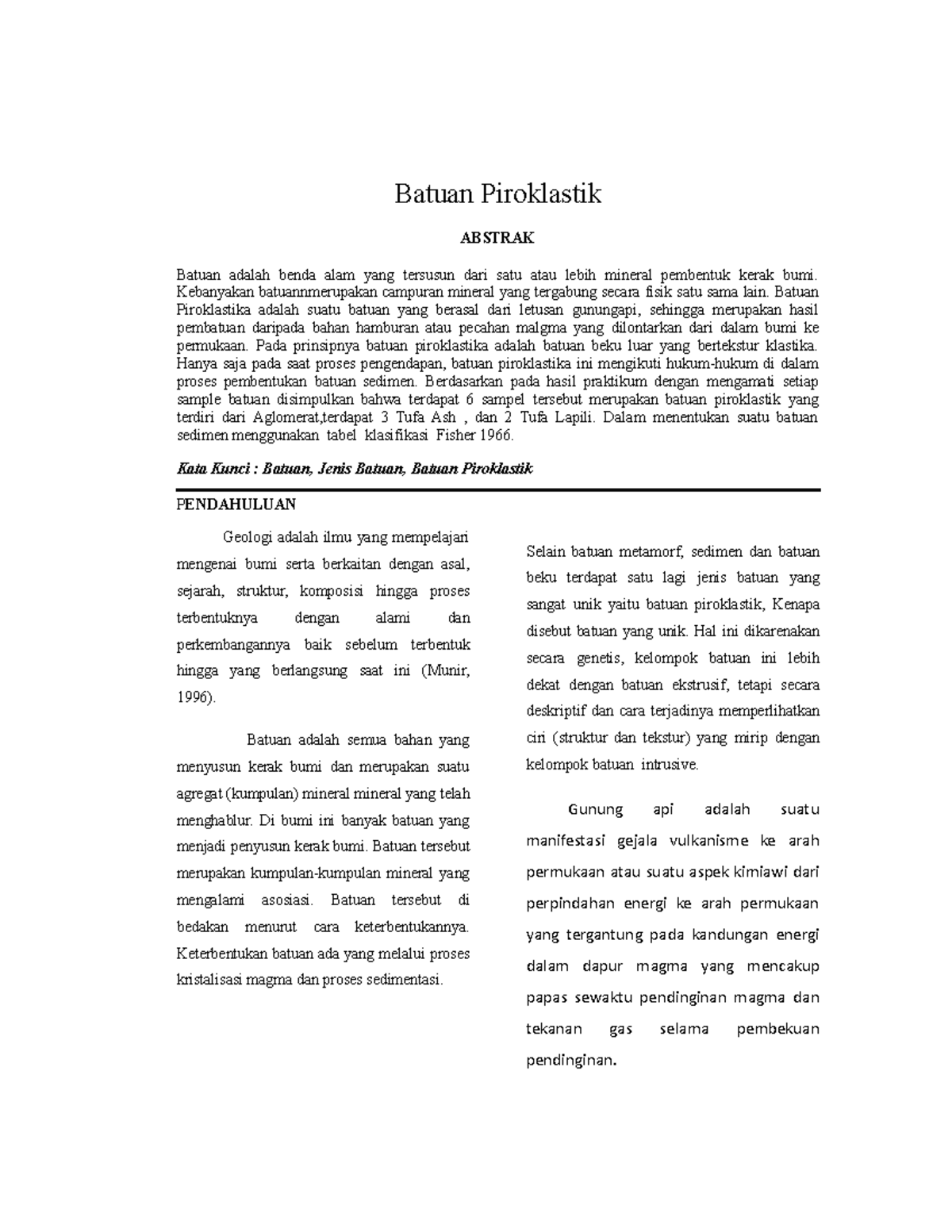 Studi Batuan Piroklastik: Identifikasi dan Karakteristik (Geologi ...