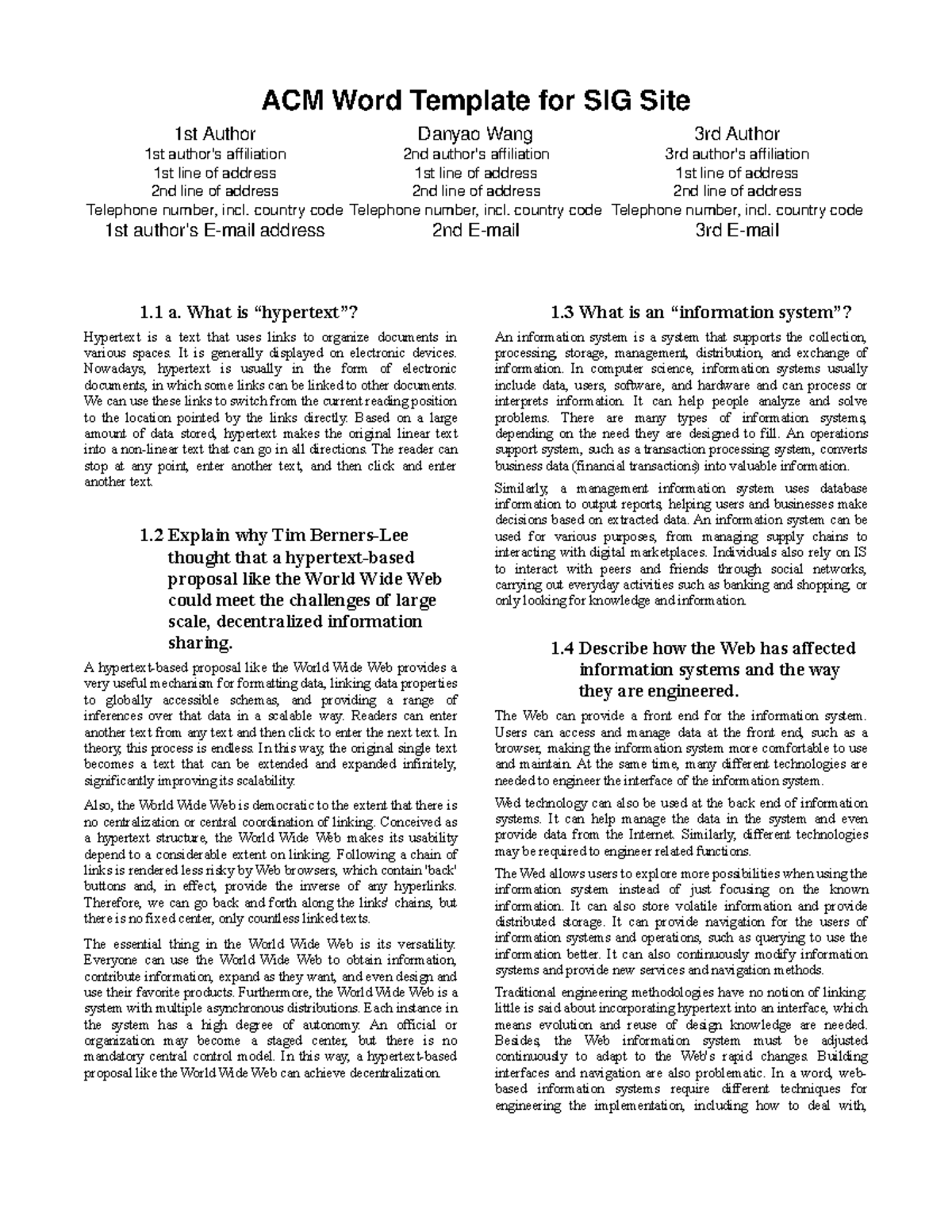 ACM Template Guide: Using the Two-Column Format for Submissions ...