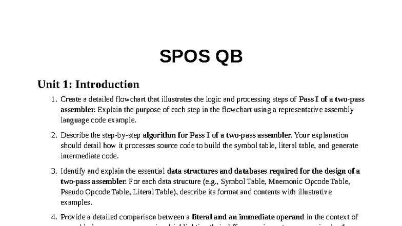 SPOS QB - Comprehensive Question Bank on Assemblers and Macro ...