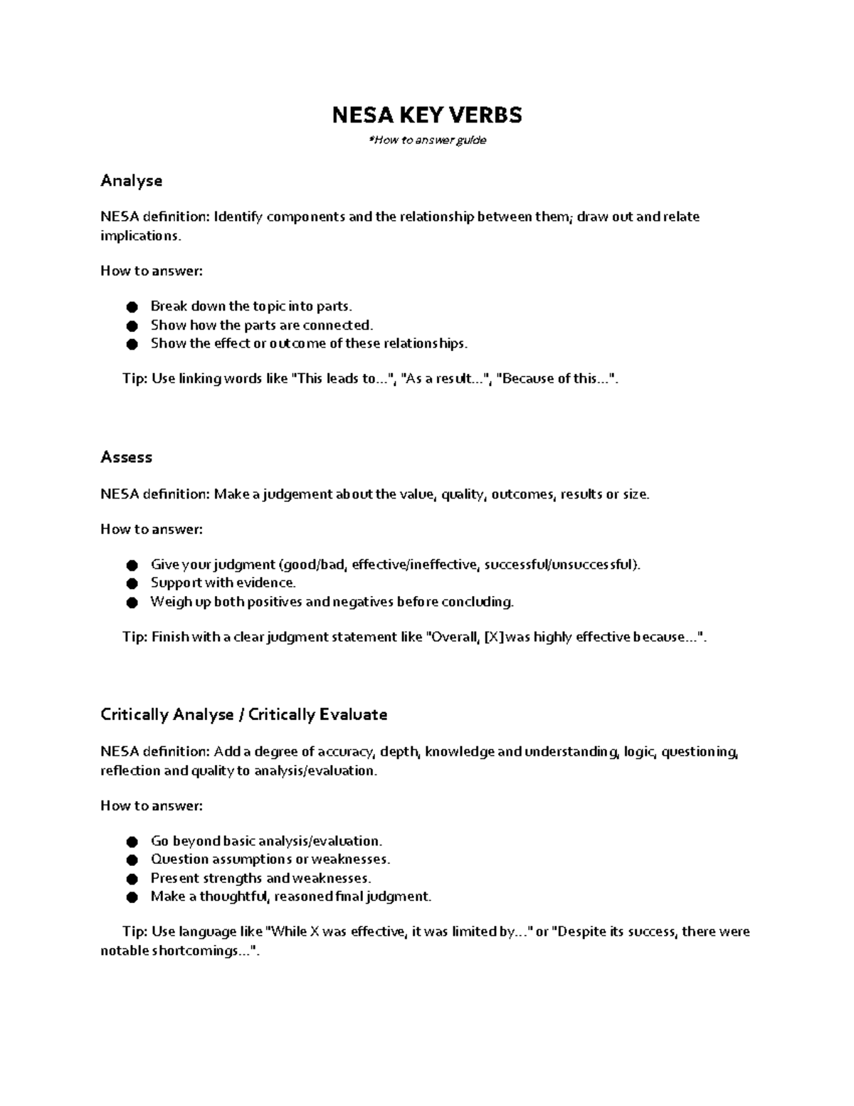 NESA Key Verbs: A Comprehensive Guide to Analyzing Definitions and ...