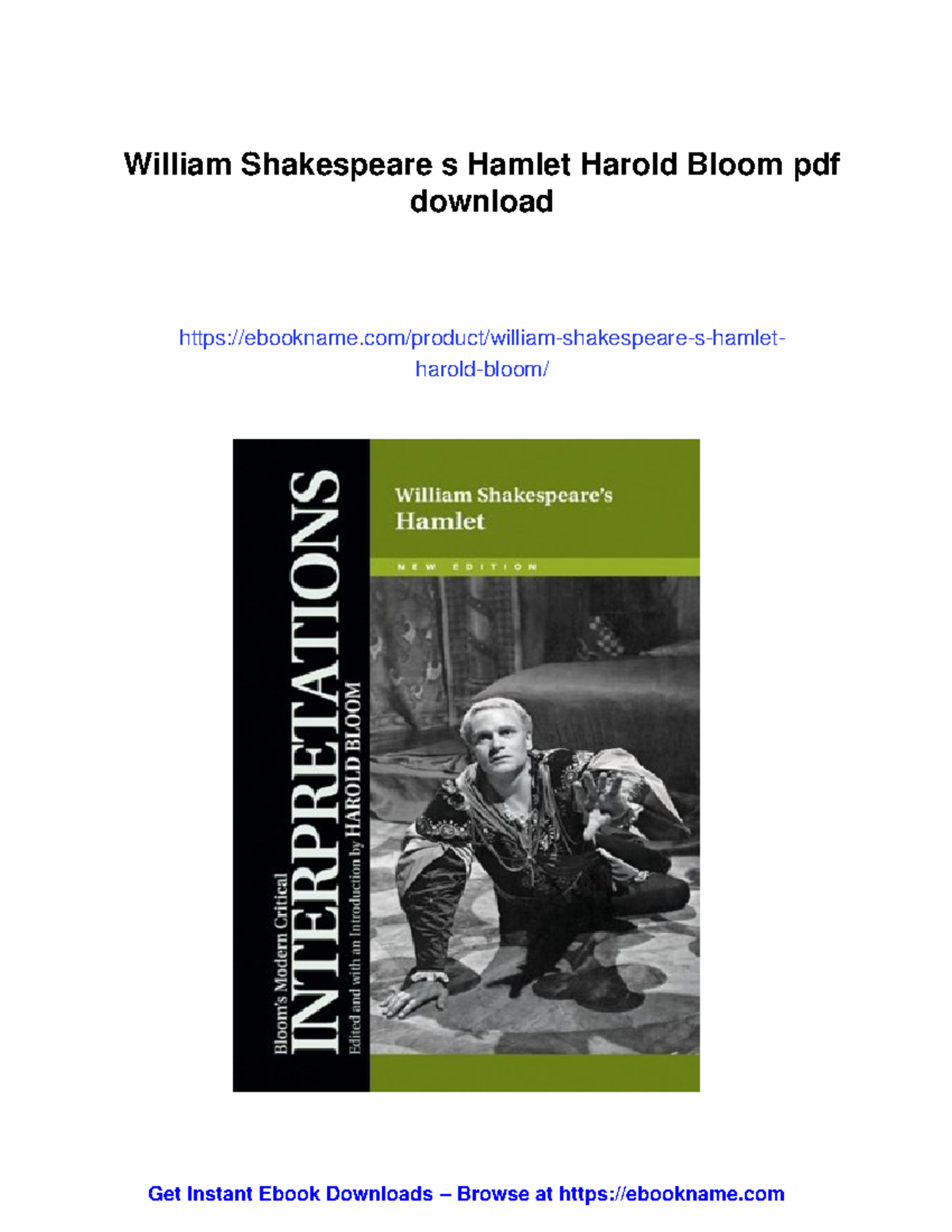 William Shakespeare's Hamlet: Insights from Harold Bloom's Analysis ...