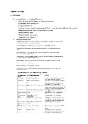Algemene fysiologie - Hoofdstuk 1: inleiding tot fysiologie Wat is ...