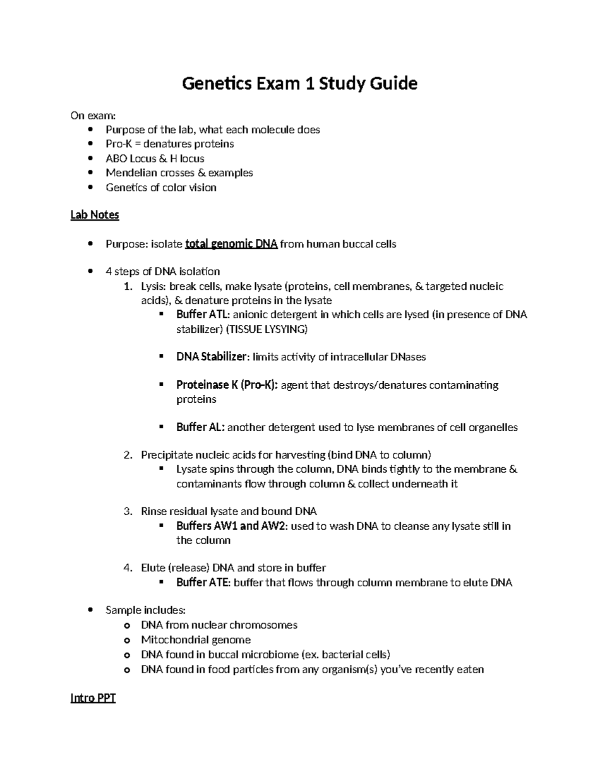 Genetics 101: Comprehensive Study Guide for Exam 1 Preparation - Studocu
