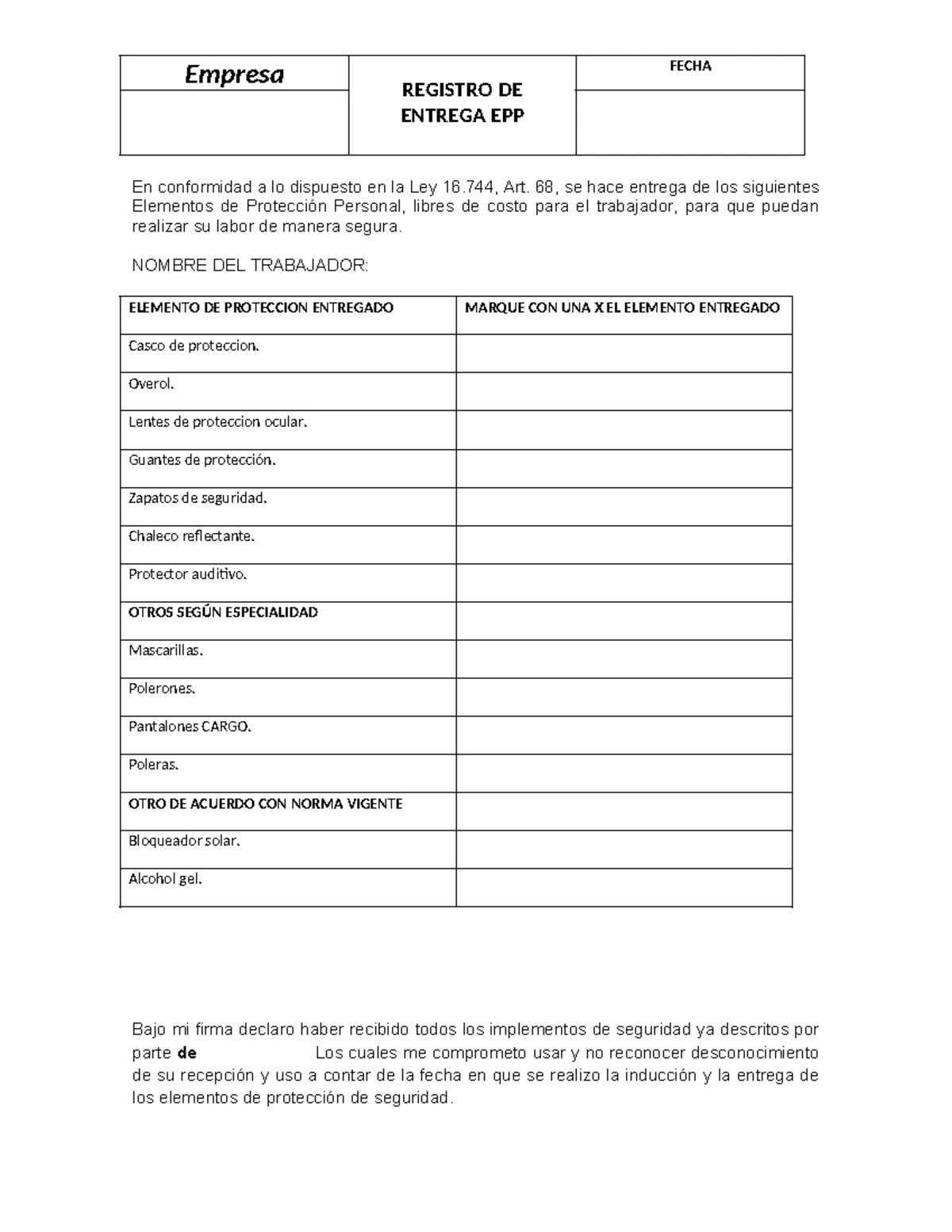 PTS procedimiento Estandar de Seleccion, reposicion y entrega de epp DS44 - PROCEDIMIENTO DE ...