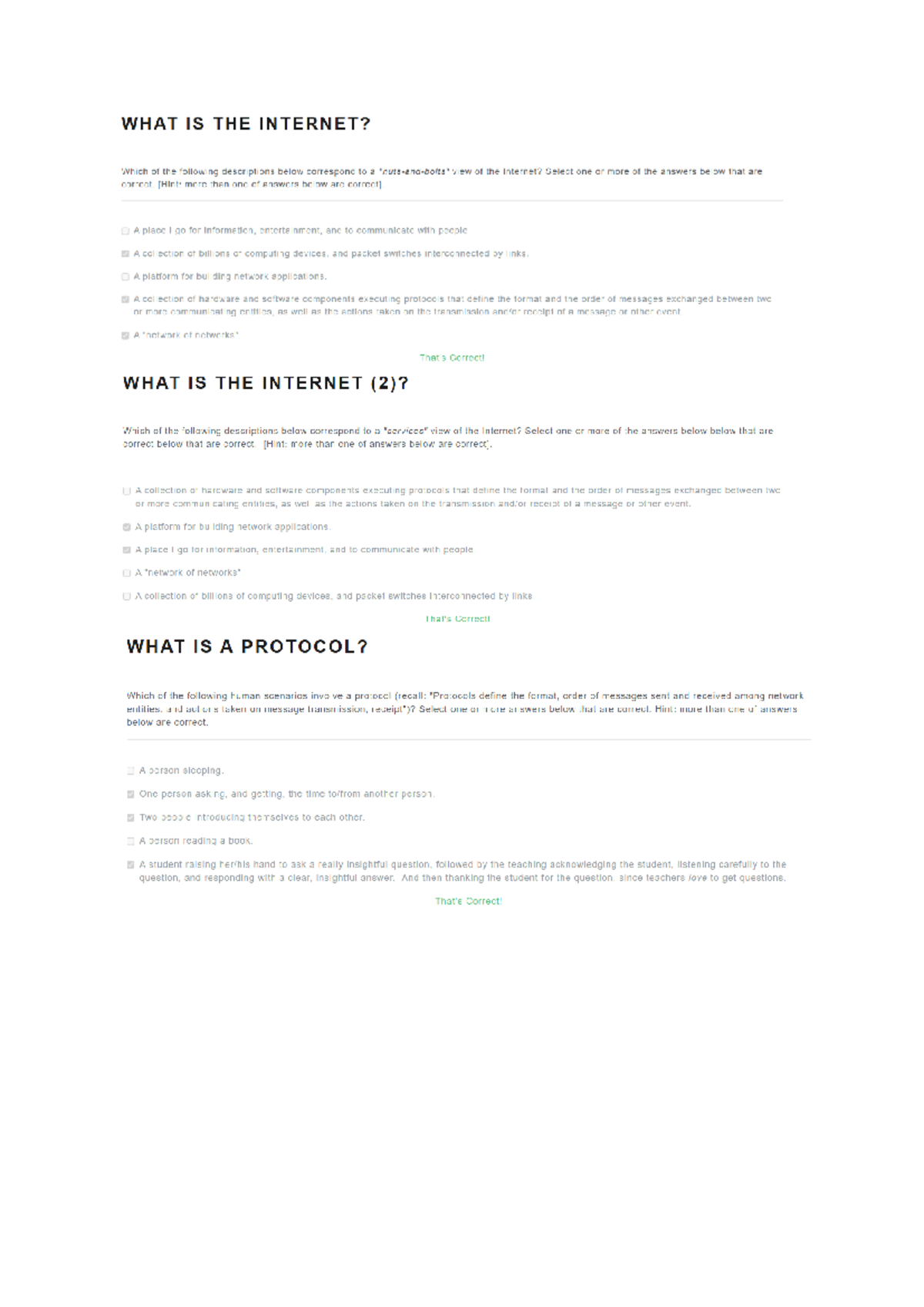 Networks Check Points: Understanding the Internet and Protocols - Studocu
