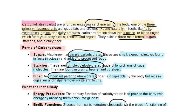 Carbohydrates (BIO101) - Comprehensive Study Notes on Types & Functions ...
