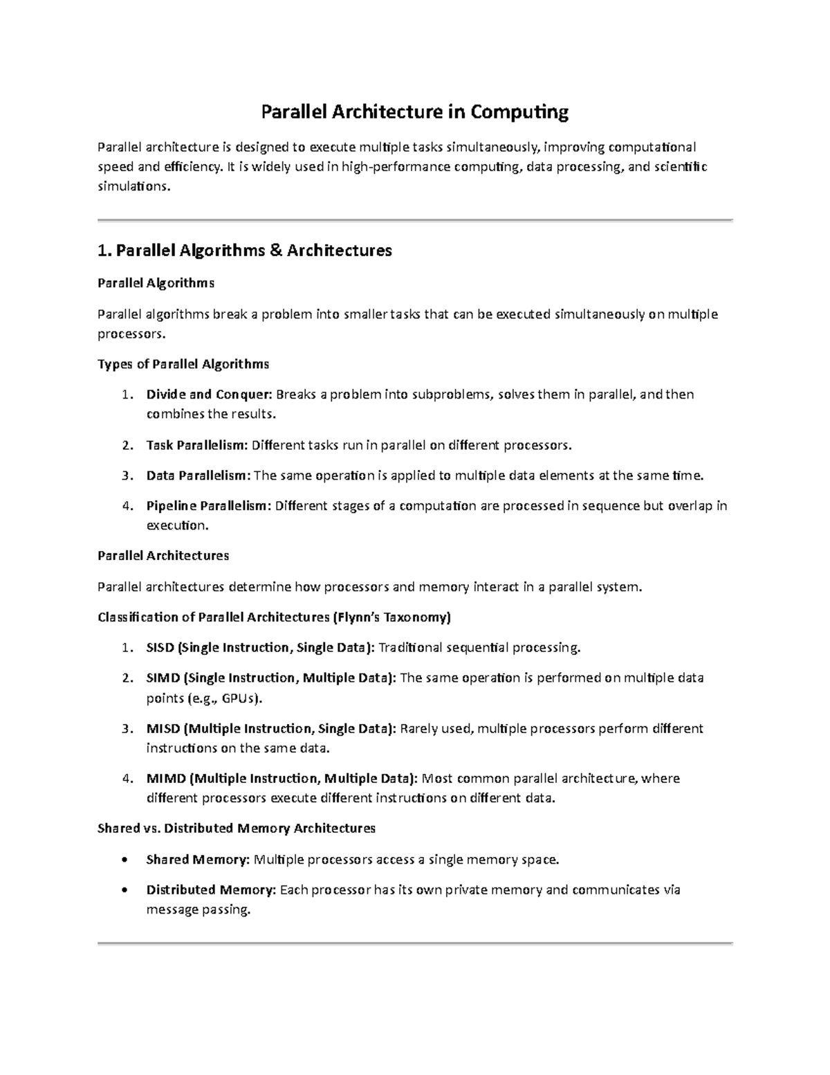 Parallel Architecture (easy notes) - Parallel Architecture in Computing ...