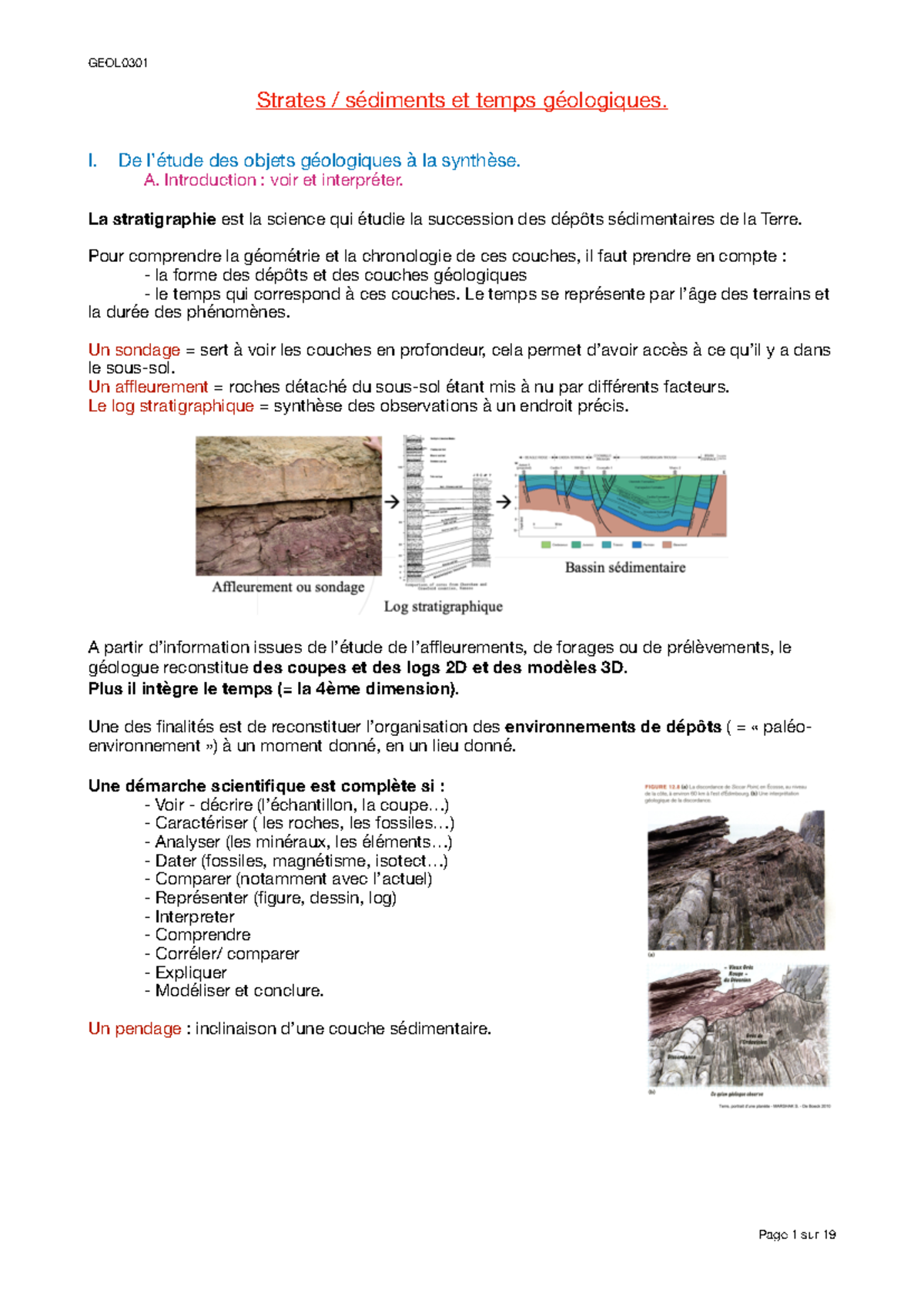 Stratigraphie et Temps Géologique : Concepts Clés en Géo 101 - Studocu