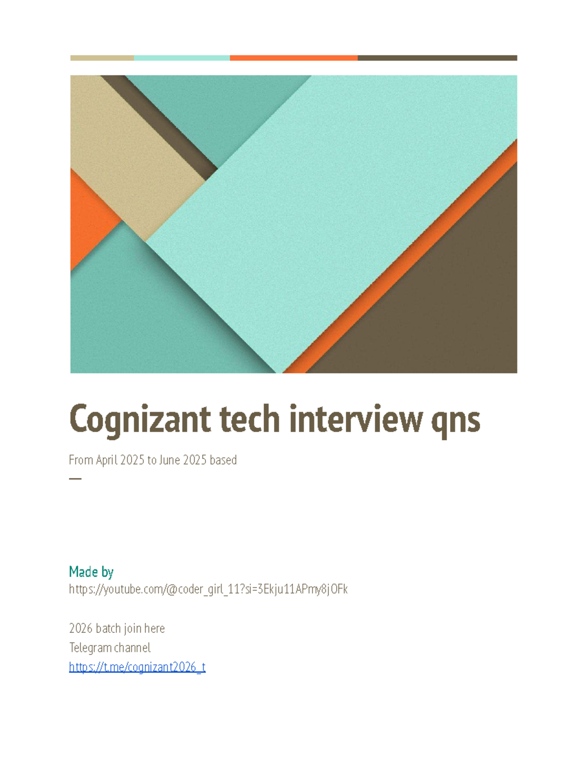 Cognizant Tech Interview Questions (Java, Python, C#, SQL) 2025 - Studocu