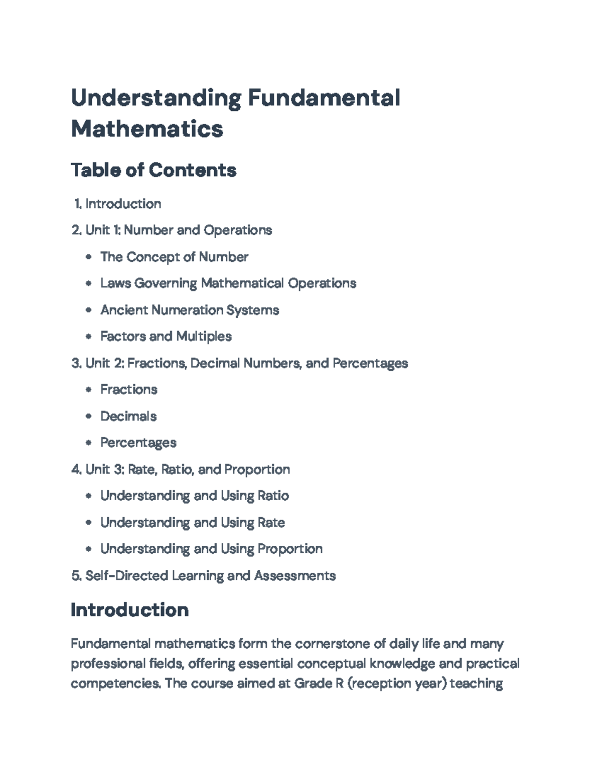 Fundamentals of Mathematics for Grade R: Comprehensive Course Guide ...