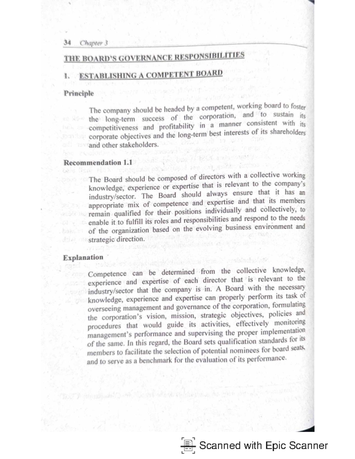 34 SEC Code of Corporate Governance: Chapter 3 - Board Responsibilities ...