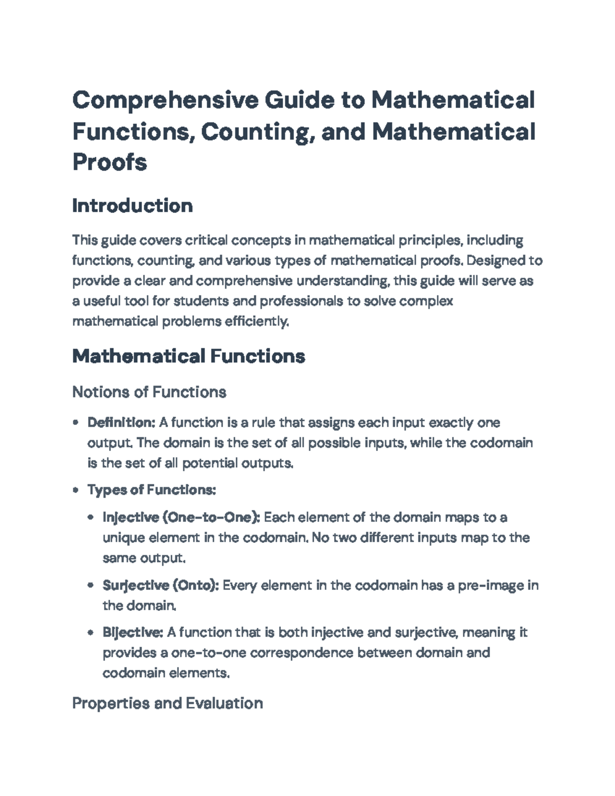 Comprehensive Guide to Math Functions, Counting & Proofs - Course Code ...