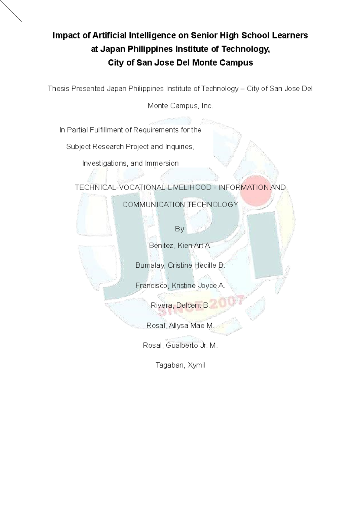 Impact of AI on Senior High Learners - 3is Research Project Insights ...