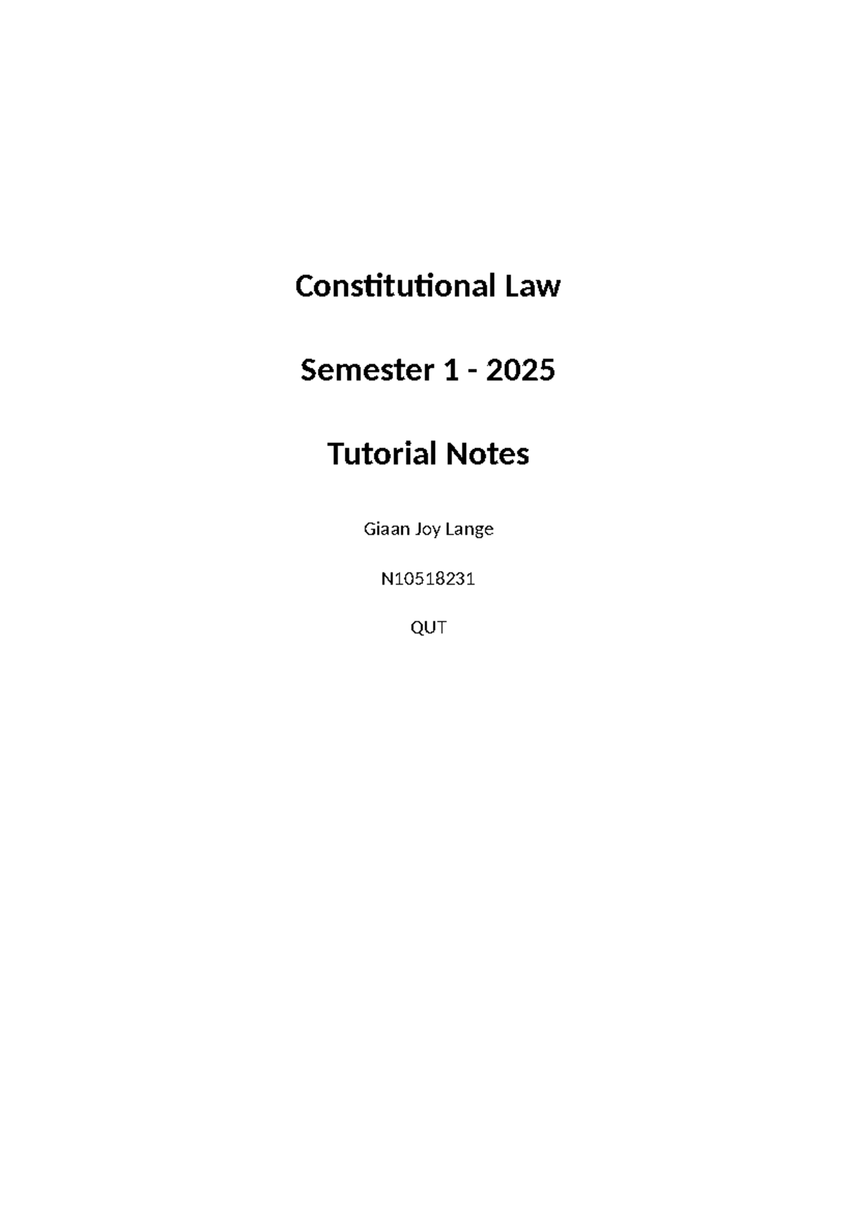 Constitutional law LLB203 tutorial notes: Week 1 and 2 overview - Studocu