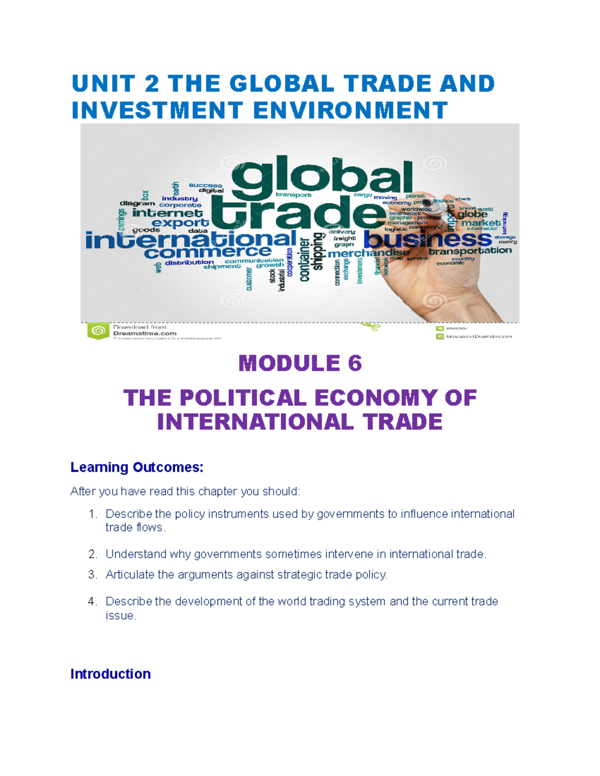 International Business & Trade Module 6: Political Economy of Trade ...