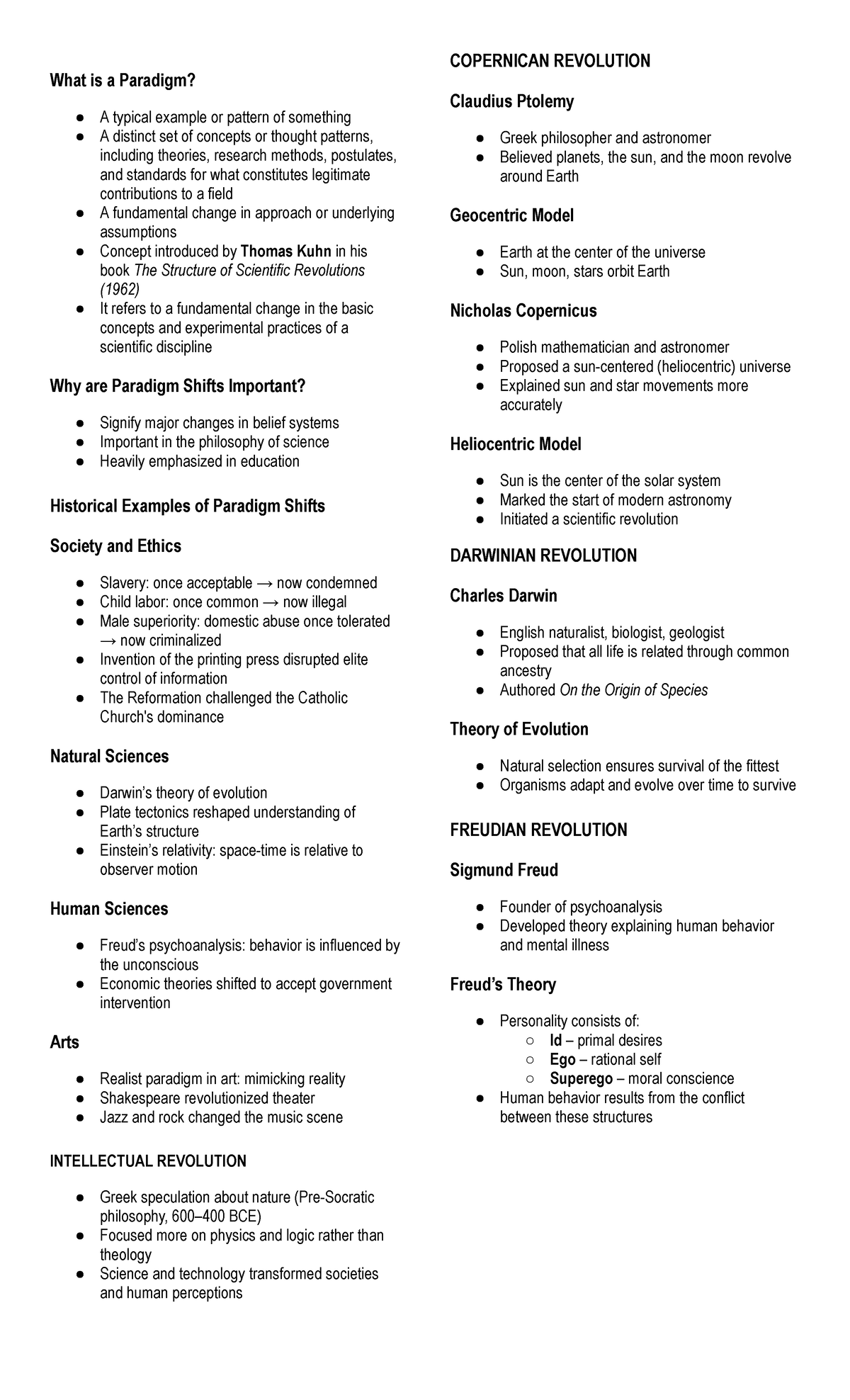STS 101 Midterm Reviewer: Understanding Paradigms and Shifts - Studocu
