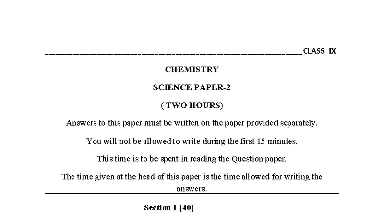 CLASS IX CHEMISTRY REVISION NOTES (TWO HOURS) - Studocu