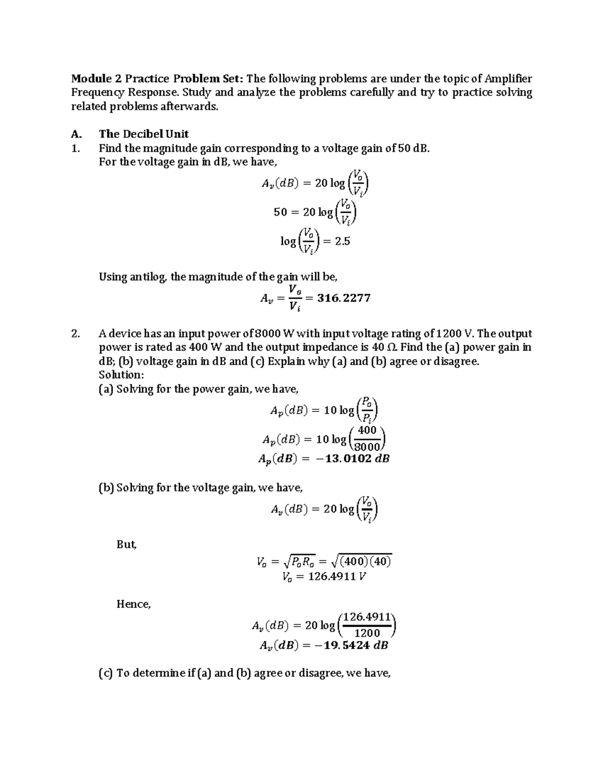 Module 2 Practice Problems Set - Study and analyze the problems ...