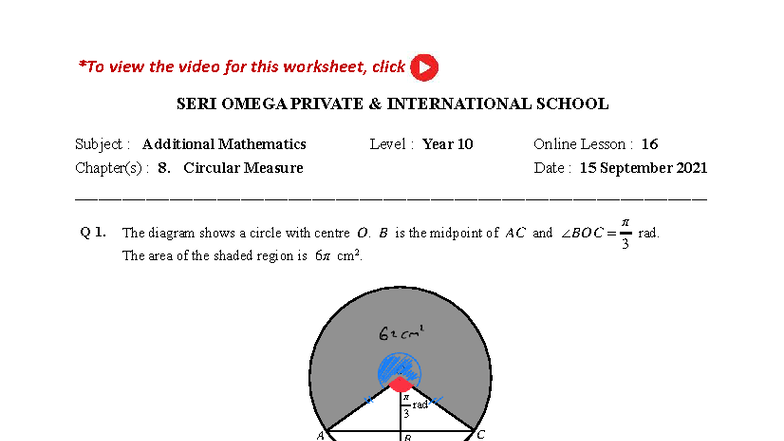Y10 Additional Maths Online Lesson 16: Circular Measure Concepts - Studocu