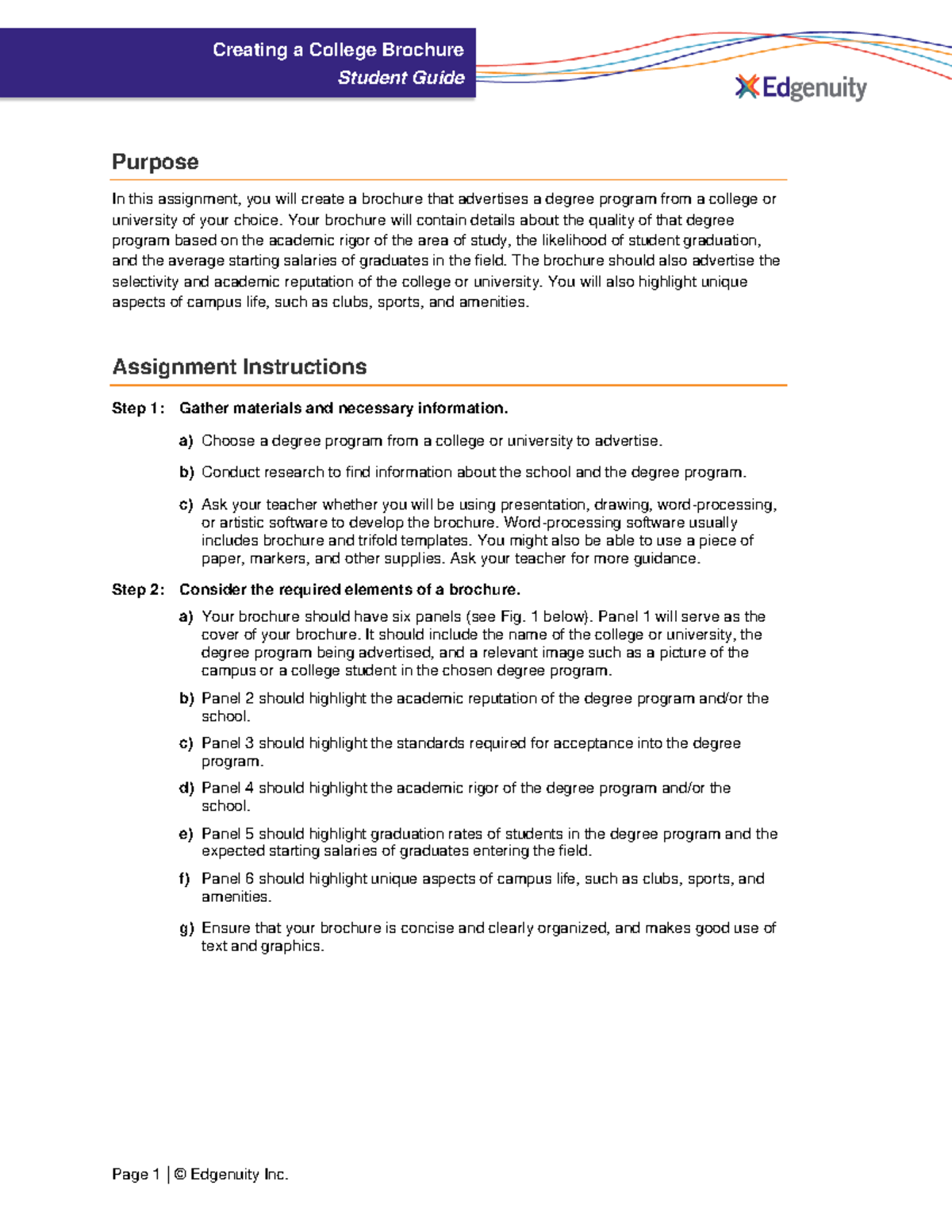 Creating a College Degree Program Brochure: Student Guide - Studocu