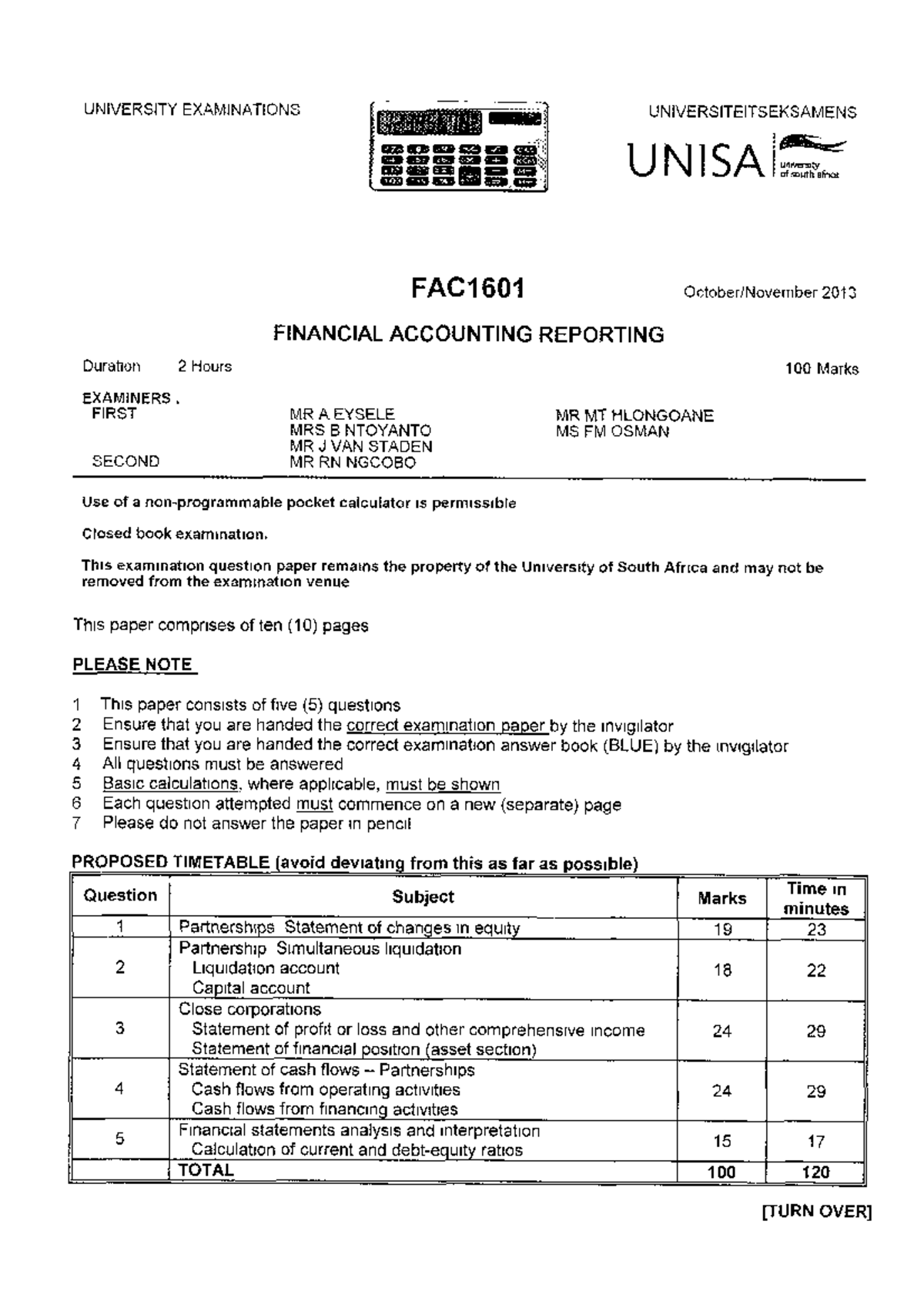 FAC1601 Final Exam Review 2013 - Study Guide and Tips - Studocu