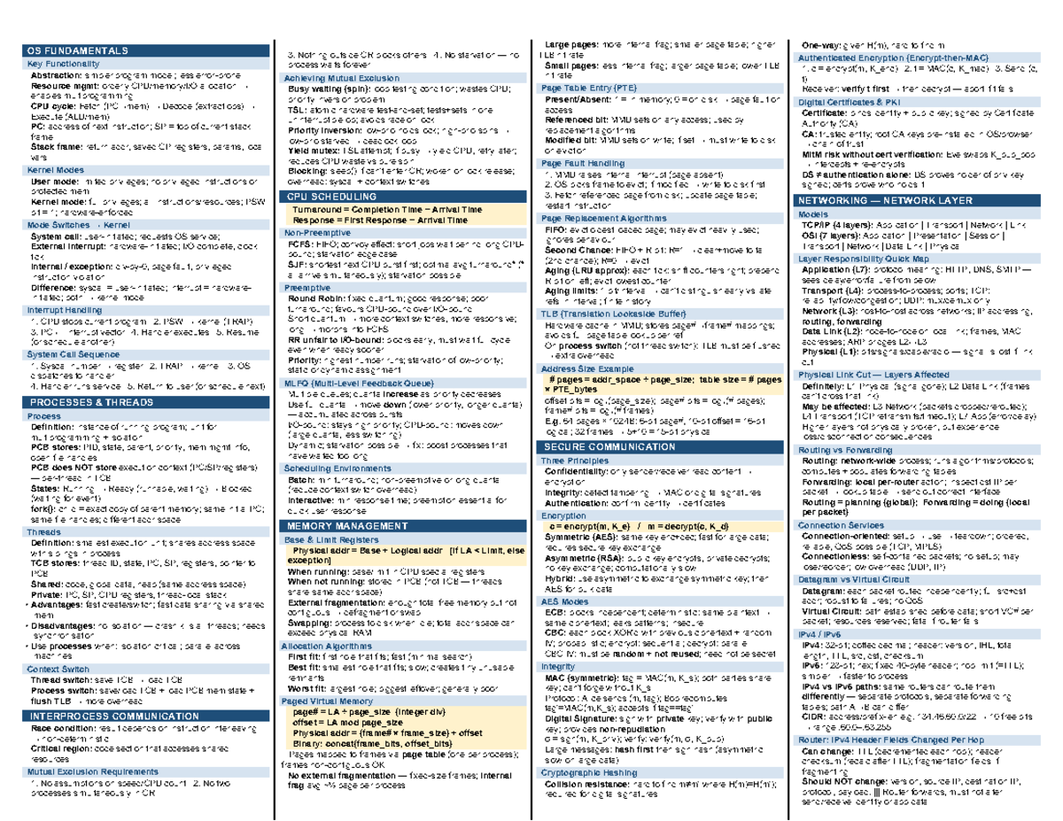 OS FUNDAMENTALS Exam Cheatsheet: Key Concepts & Processes - Studocu