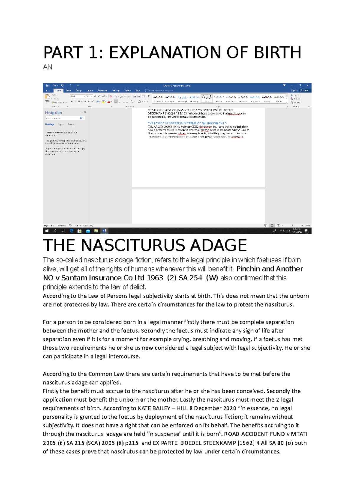 LPSN1512 Assignment: Legal Rights of the Unborn and Nasciturus Adage ...