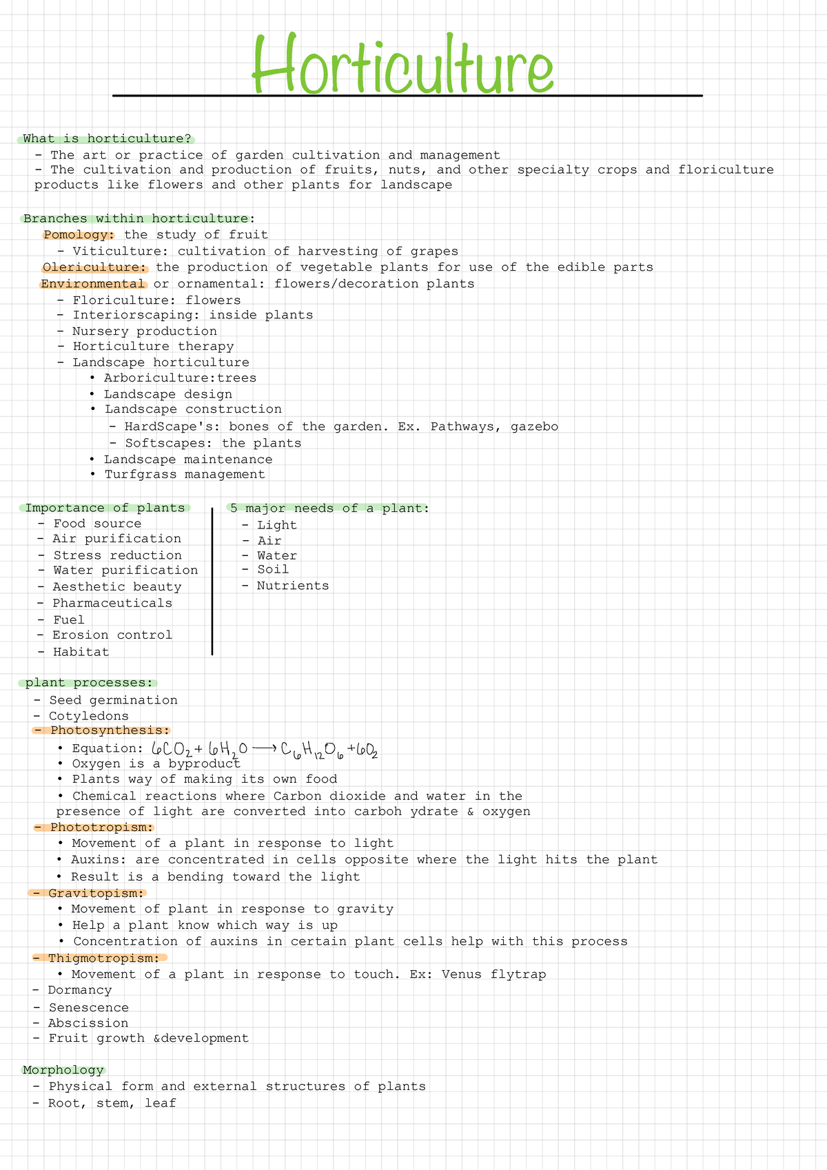 Horticulture Lecture Notes: Essentials for Plant Growth and Care - Studocu