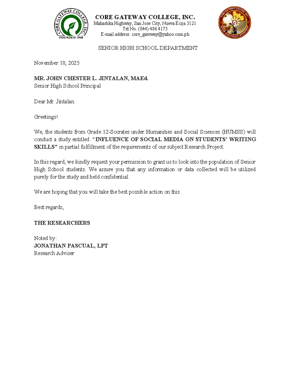 HUMSS Research Project: Study on Social Media's Impact on Writing - Studocu