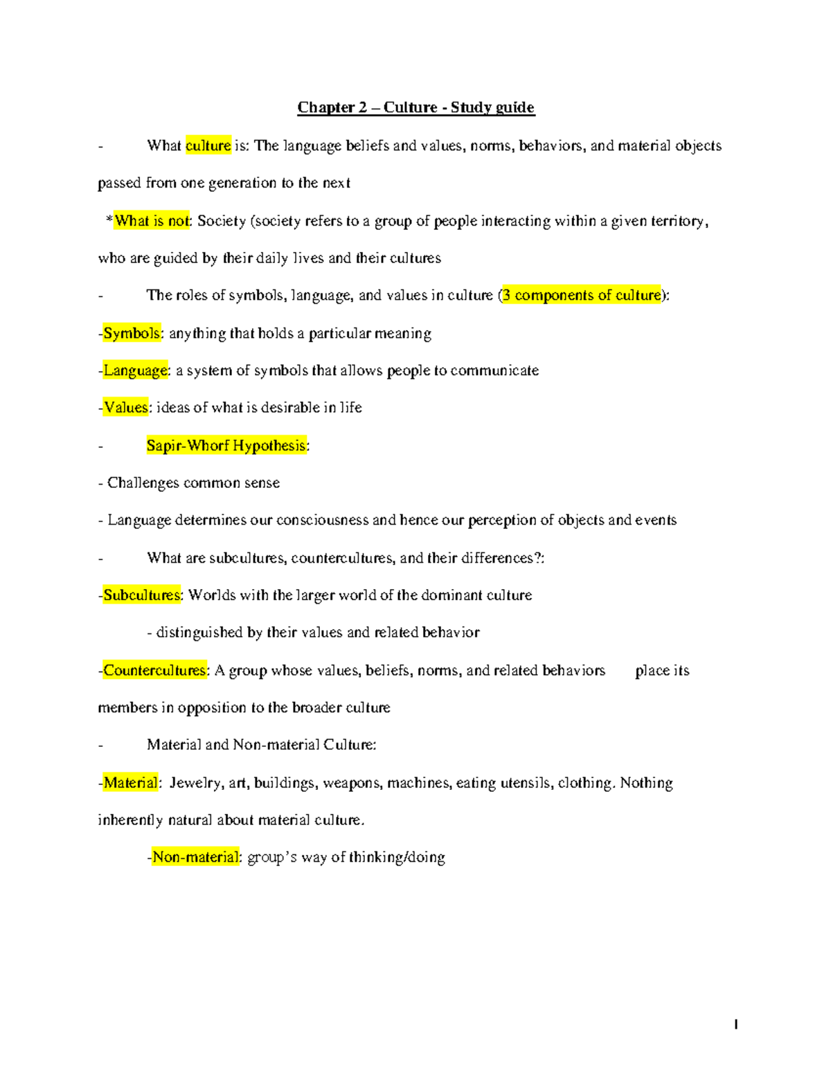 Chapter 2 Culture Exam Study Guide: Key Concepts & Definitions - Studocu