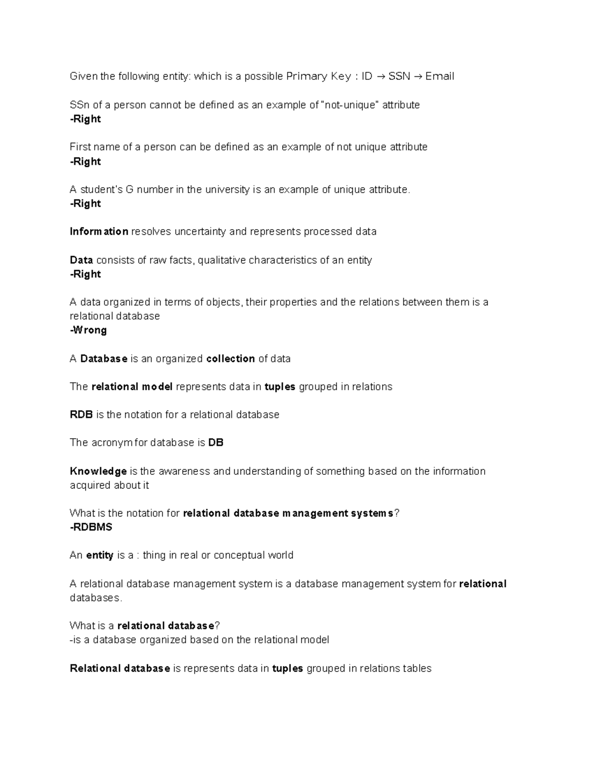 IT 194 Final Exam Study Guide: Database Concepts and SQL - Studocu