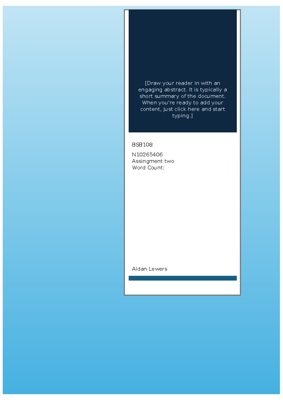 BSB108 aidan lewers 10265406 - BSB108 - [Draw your reader in with an ...