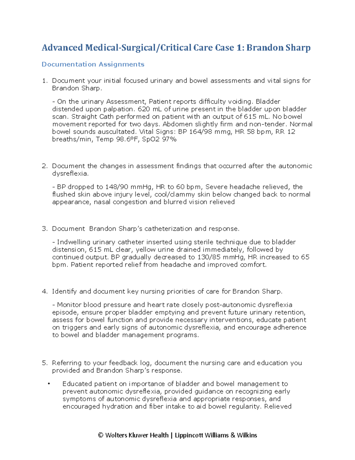 Brandon Sharp DA - Advanced Medical-Surgical/Critical Care Case 1 ...