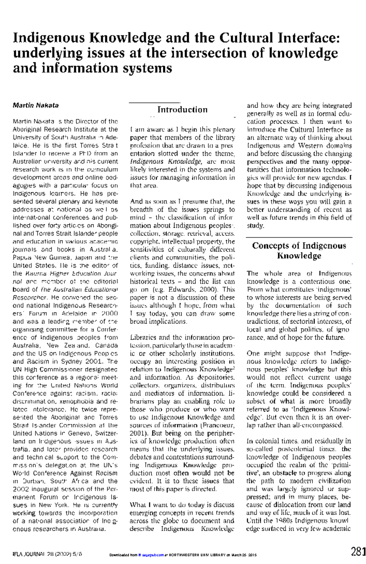 Indigenous Knowledge and Cultural Interface: Insights by Martin Nakata ...