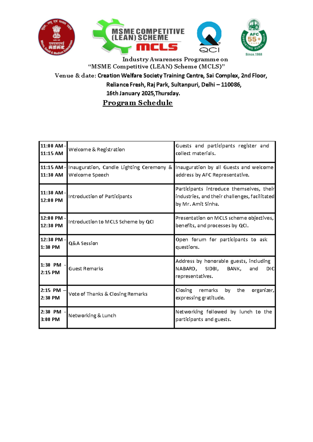 Awareness Program on MCLS new - Industry Awareness Programme on “MSME ...