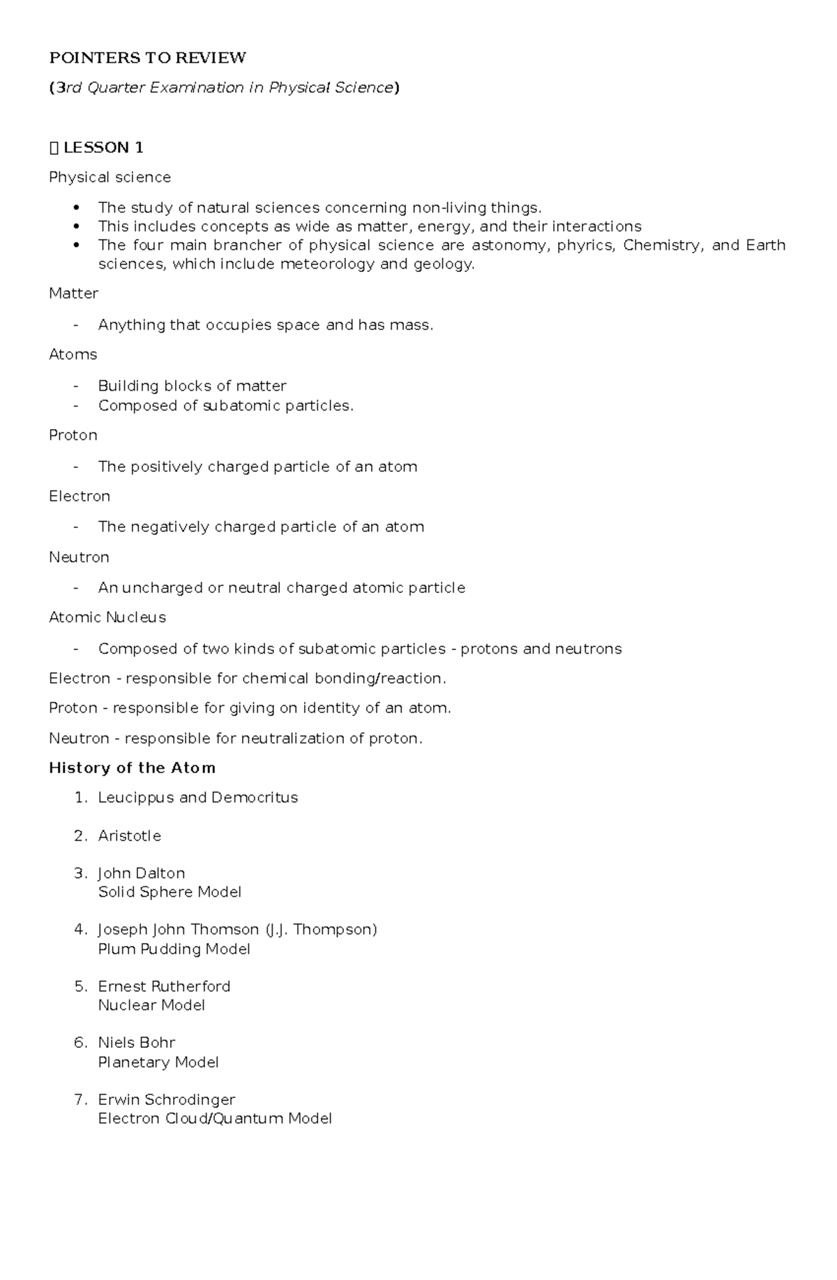 𝐏𝐎𝐈𝐍𝐓𝐄𝐑𝐒 𝐓𝐎 𝐑𝐄𝐕𝐈𝐄𝐖 - Phy Sci - 𝐀𝐀𝐀𝐀𝐀𝐀𝐀𝐀 𝐀𝐀 𝐀𝐀𝐀𝐀𝐀𝐀 (3𝐀𝐀 𝐀𝐀𝐀𝐀𝐀𝐀𝐀 ...