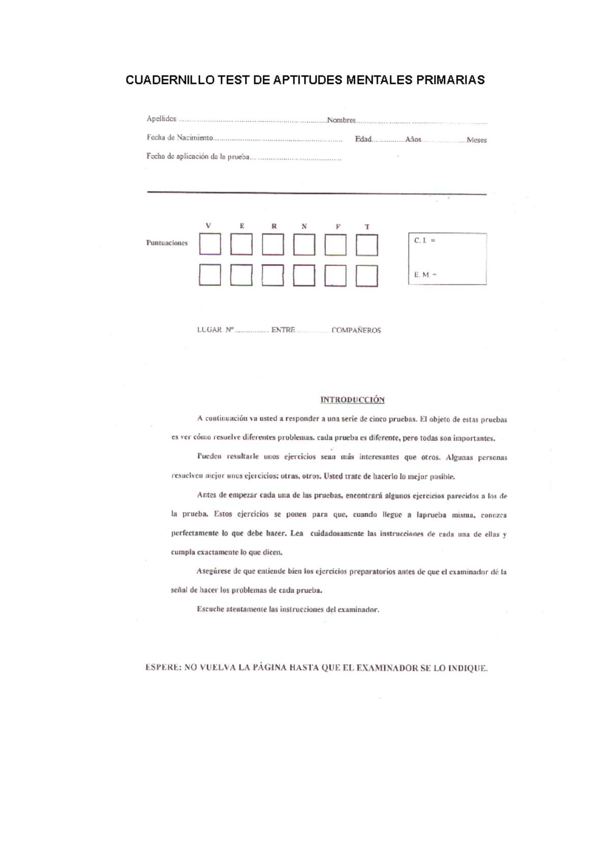 Cuadernillo TEST DE Aptitudes Mentales - psicología - CUADERNILLO TEST ...