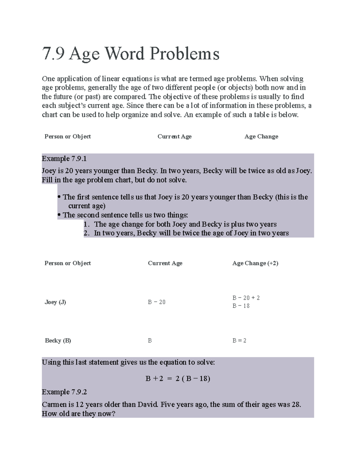 Age problem - asdasd - 7 Age Word Problems One application of linear ...