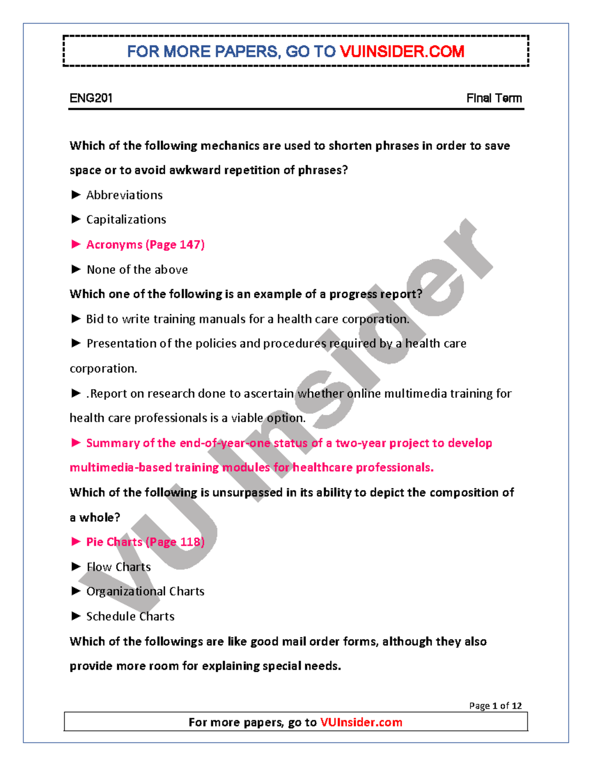 ENG201 Final Term Past Paper - Comprehensive Review and Insights - Studocu
