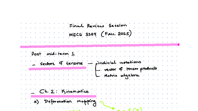 Final Exam Review for MECE 3369: Tensors & Vectors Concepts - Studocu