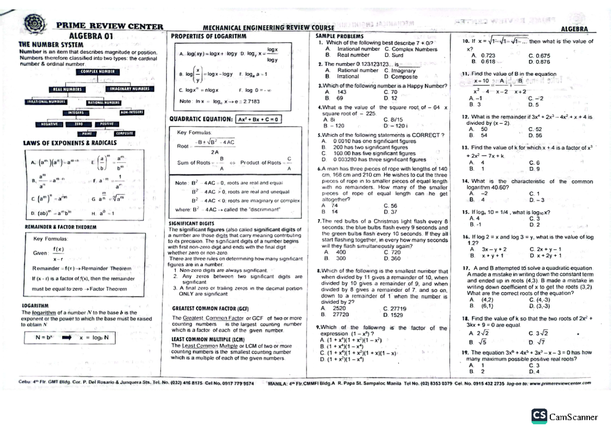 Algebra 1 FEB 2025 - Comprehensive Exam Preparation Notes - Studocu