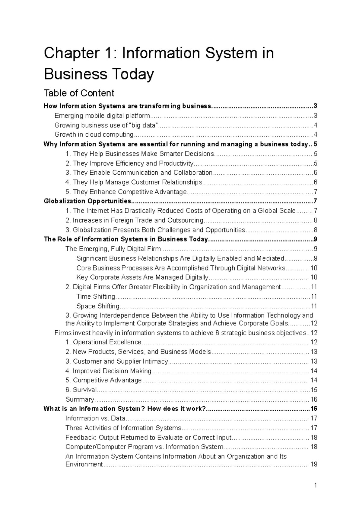 Chapter 1: The Role of Information Systems in Modern Business (BUS 101 ...