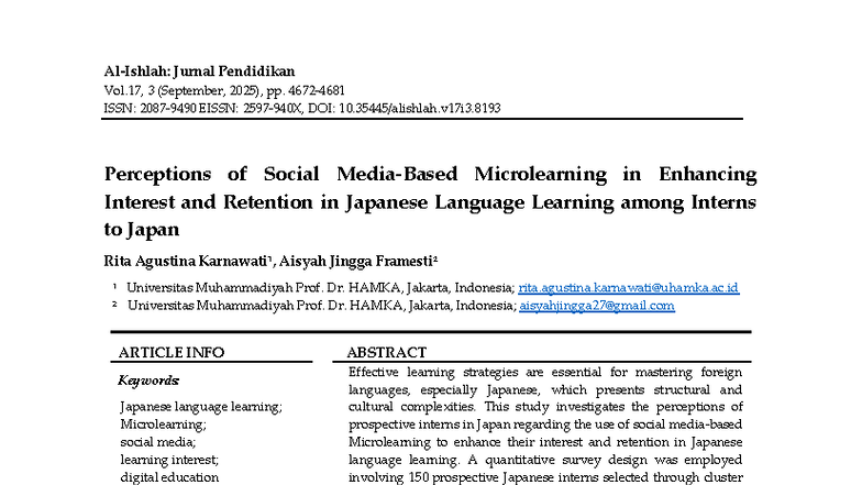 Perceptions of Social Media-Based Microlearning in Enhancing - Al ...