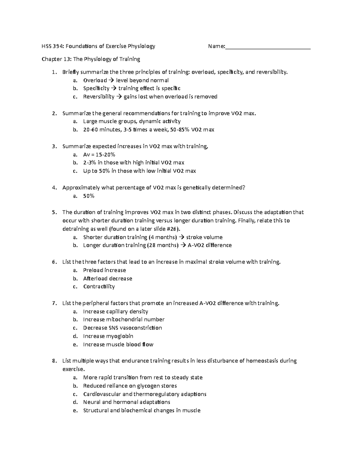 HSS 394 Chap 13 Study Guide - HSS 394: Foundations of Exercise ...