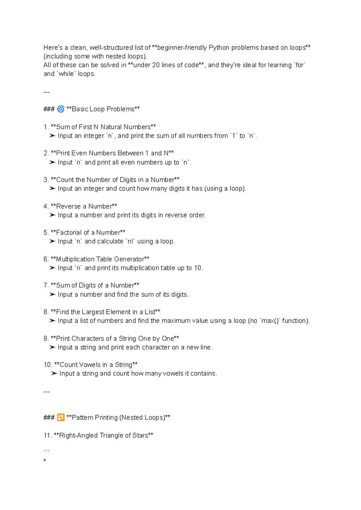 Basic Python Problems (CS101): Loops, Conditionals & Logic - Studocu