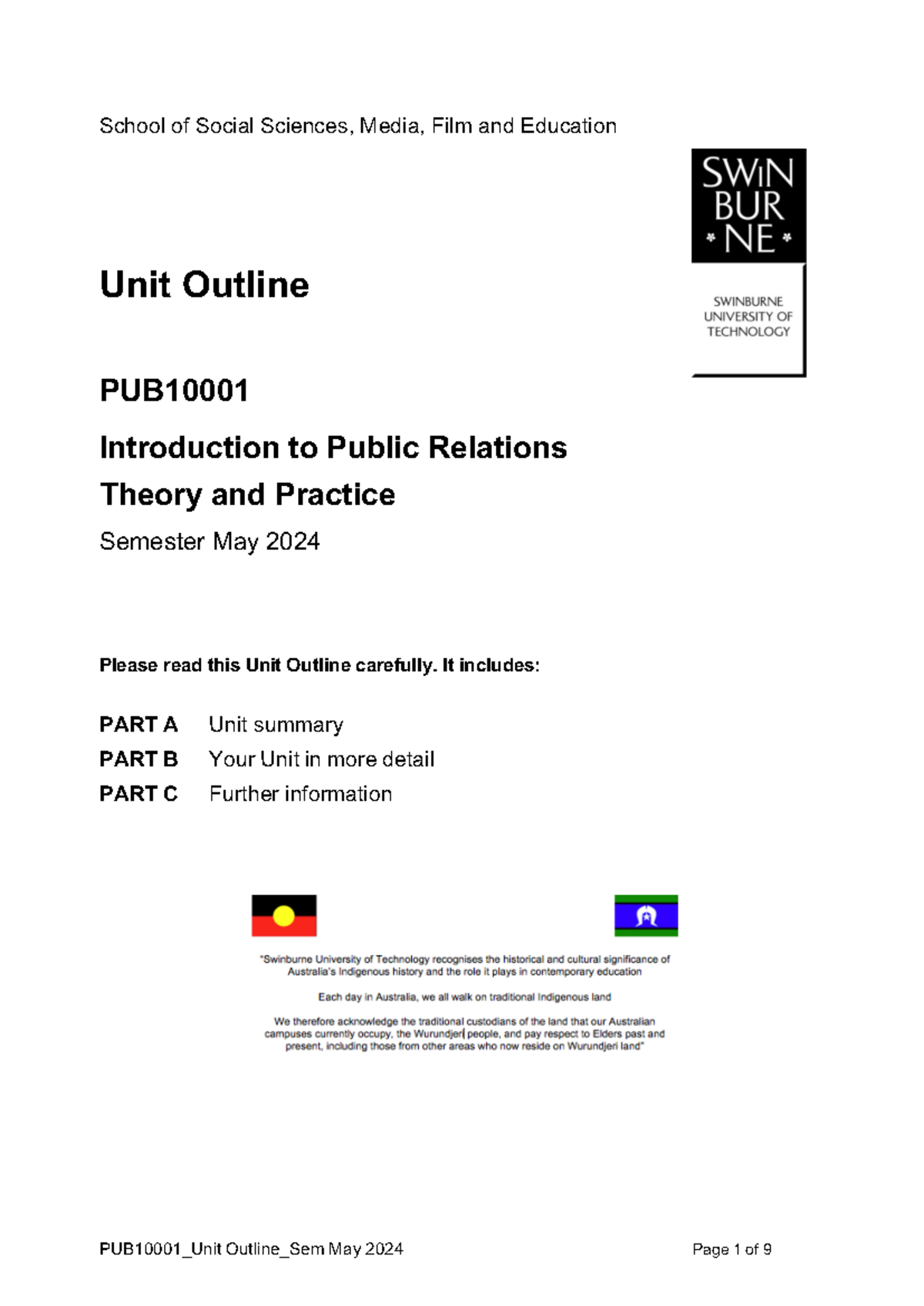 PUB10001 Unit Outline: Introduction to Public Relations Theory ...