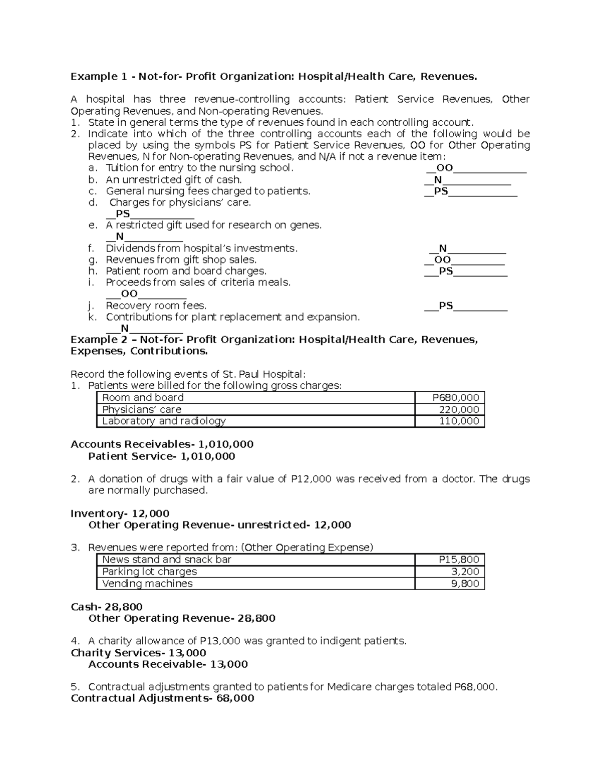Illustrative Examples: Accounting for Health Care Providers - Hospitals ...