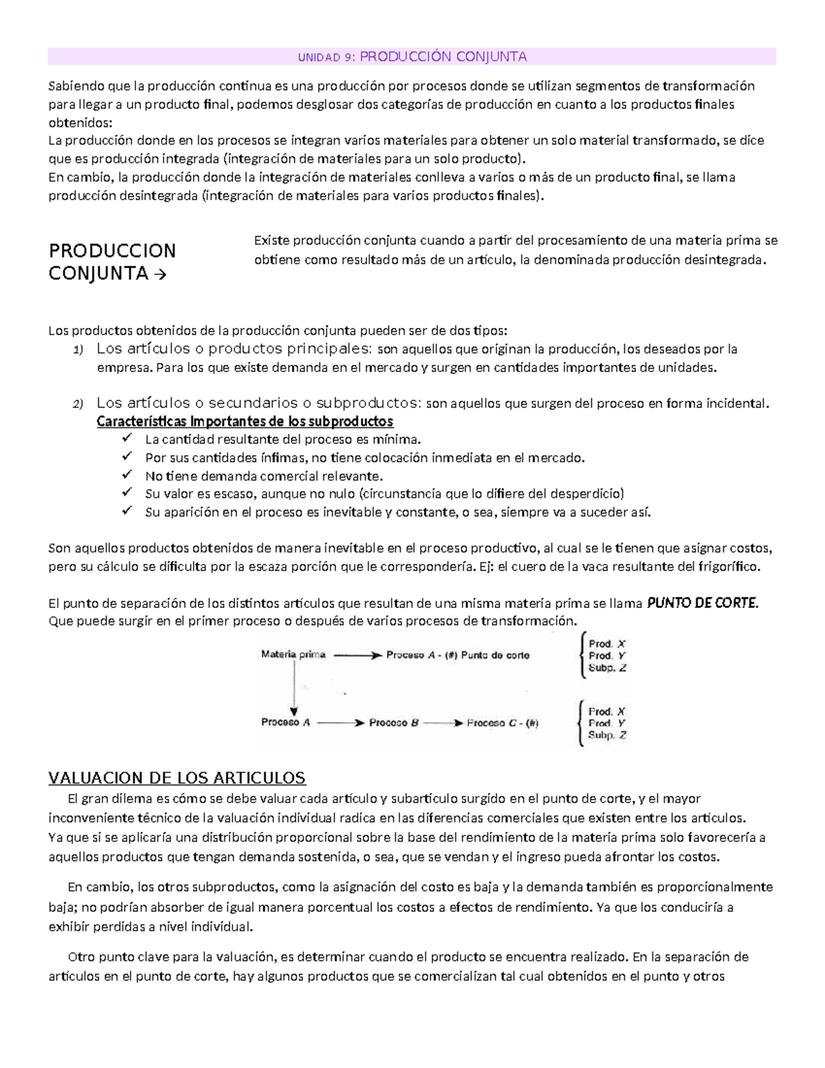 UNIDAD 9: PRODUCCIÓN CONJUNTA Y VALUACIÓN DE ARTÍCULOS - Studocu
