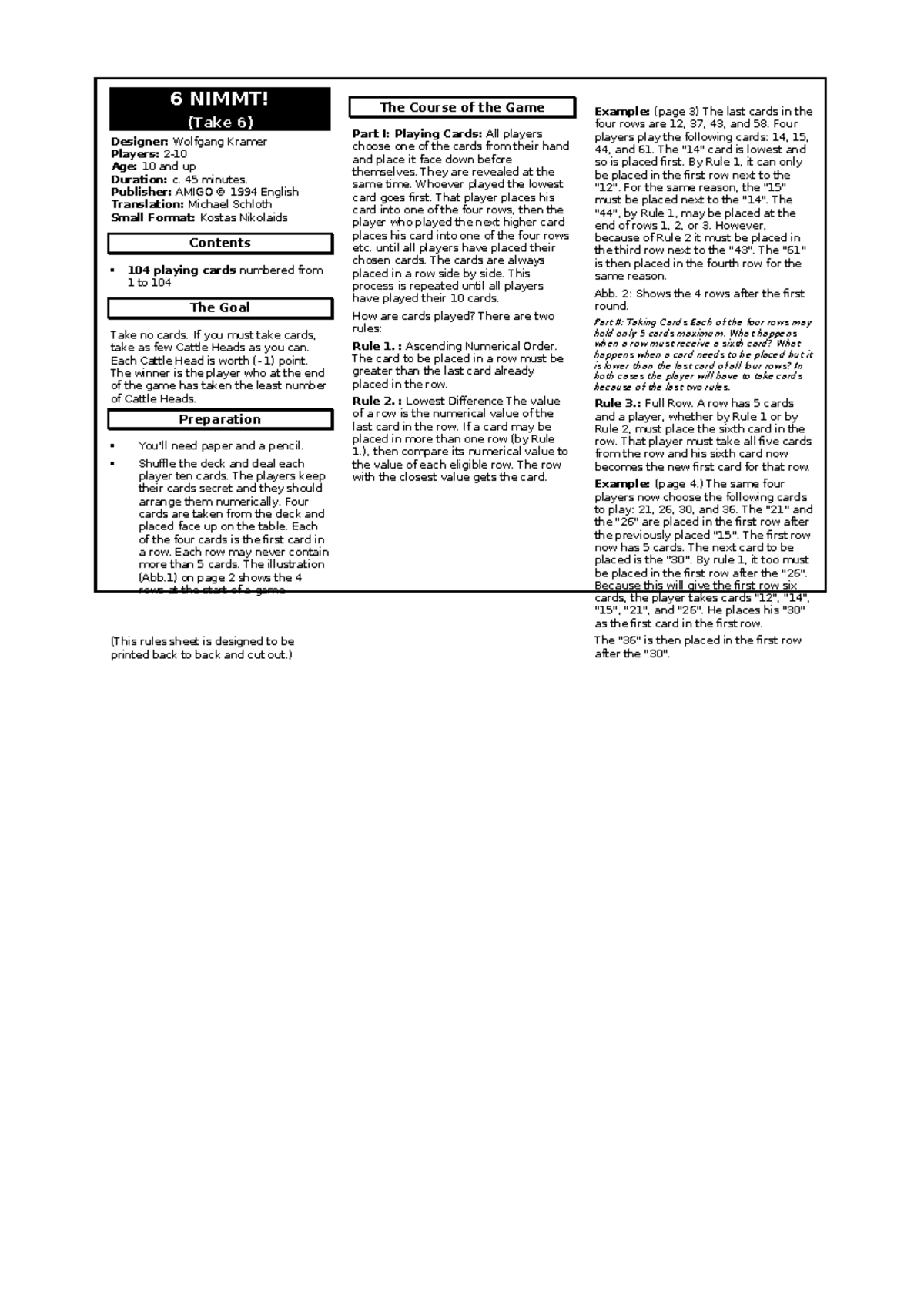 6 NIMMT! Game Rules and Strategies for Players (Ages 10+) - Studocu