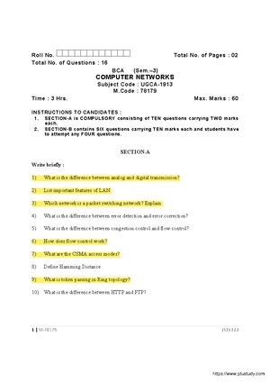 BCA-2021-ptu - PTU SYLLABUS 2021 FIFTH SEM BCA - Bachelor of Computer ...